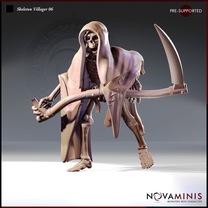 3D Printable Mors Mihi Lucrum: Skeleton Villagers by NovaMinis